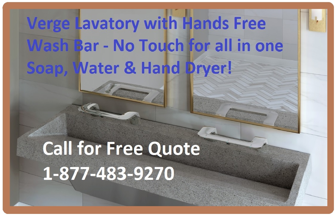 Trough Lavatory with Hands Free Wash Bar - All in one Soap, Water and ...